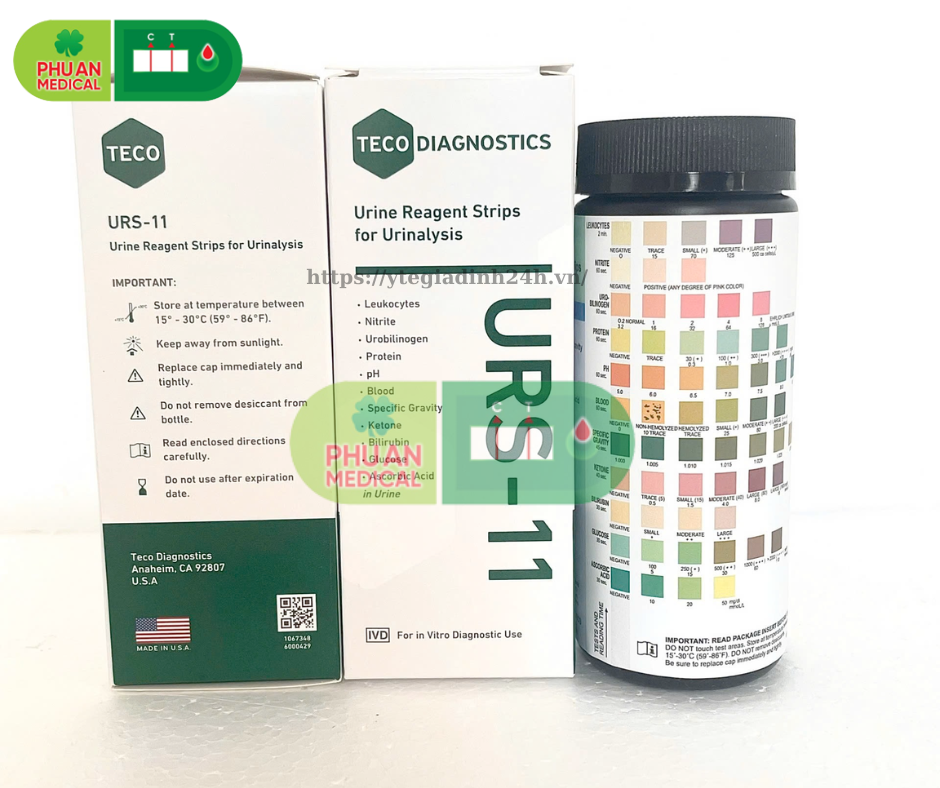 TECO DIAGNOSTICS - QUE XÉT NGHIỆM NƯỚC TIỂU 11 THÔNG SỐ (URS -11) - Thiết bị Y Tế Phú An